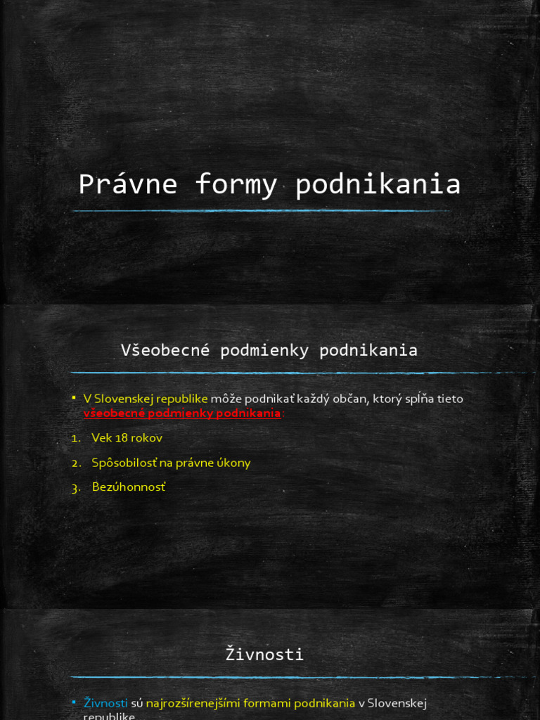 Právne Formy Podnikania | PDF