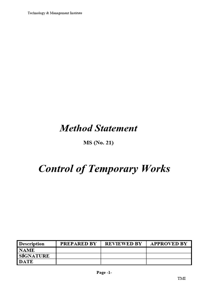 MS 21 Fin Control of Temporary Works | PDF | Temporary Work MS 21 Fin Control of Temporary Works | PDF | Temporary Work