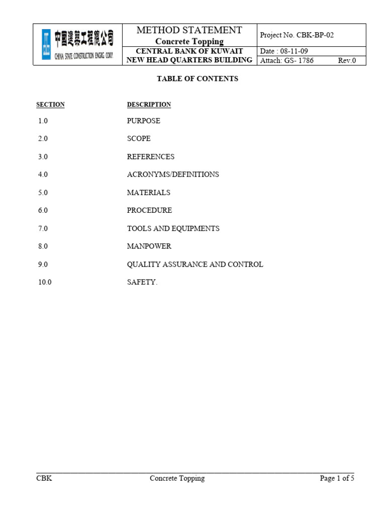 MS CSCEC Concrete Topping Latest. | PDF | Concrete | Quality Assurance