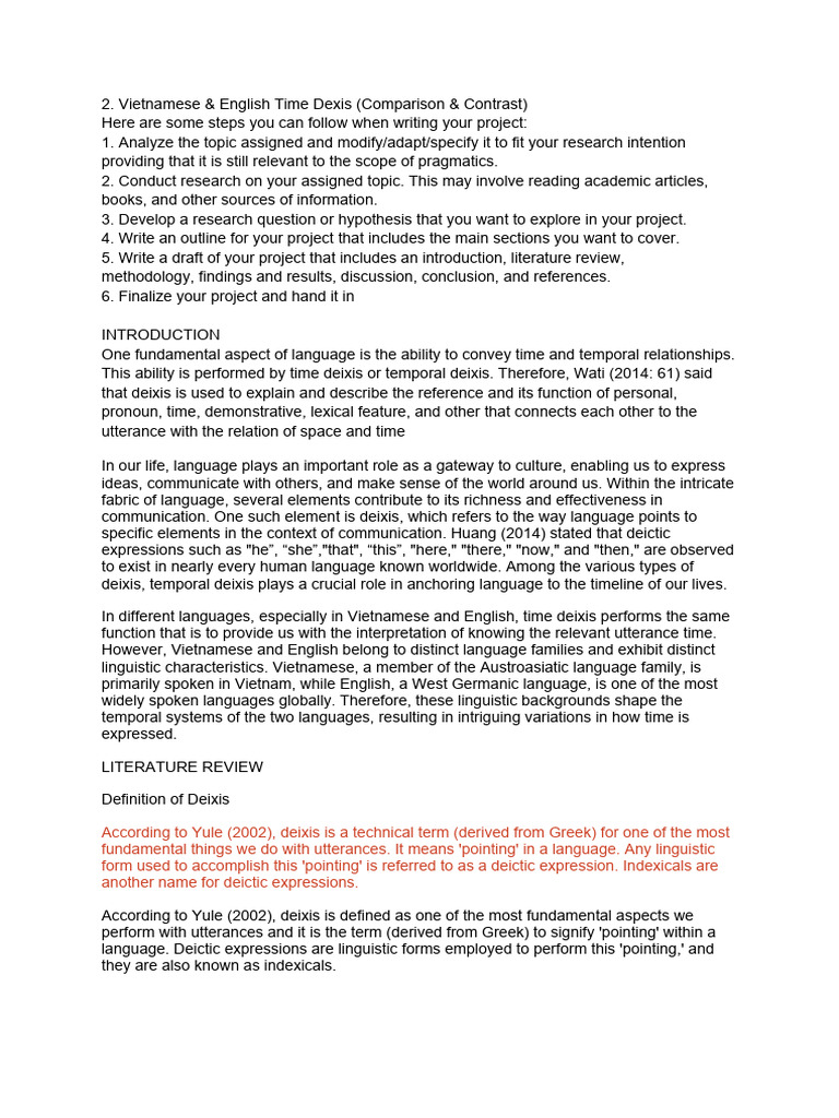 Temporal Deixis Compare and Constrast | PDF | Grammatical Tense ...