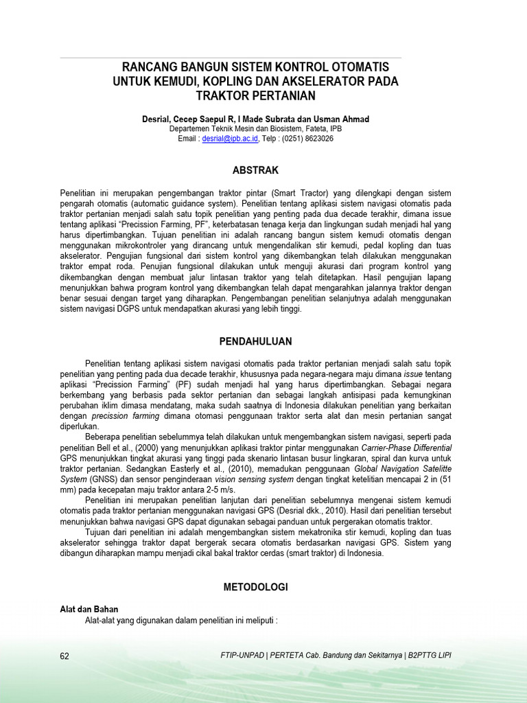 Sistem Kontrol Otomatis Traktor Pertanian | PDF | Komputer | Teknologi ...