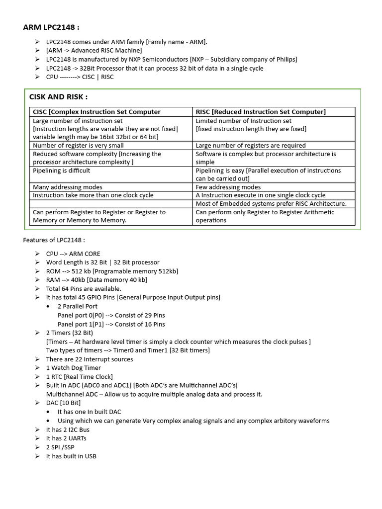 Arm Lpc2148 | PDF | Central Processing Unit | Microcontroller