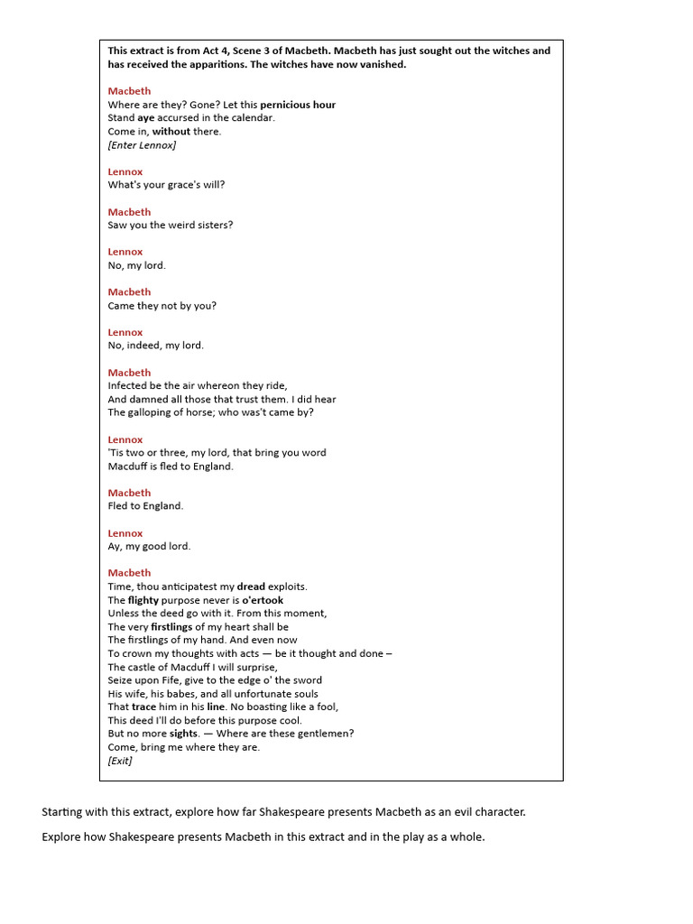 Macbeth and DR Jekyll Practice Questions and Walkthroughs | PDF ...