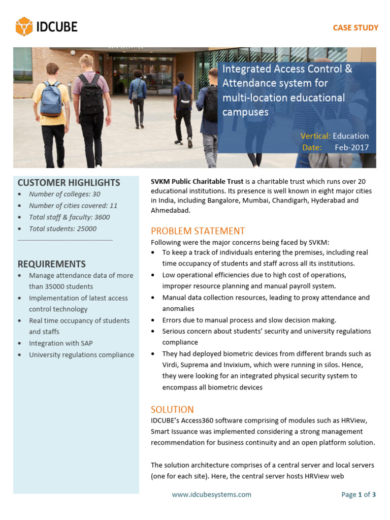 SVKM Case Study | PDF | Access Control | Biometrics