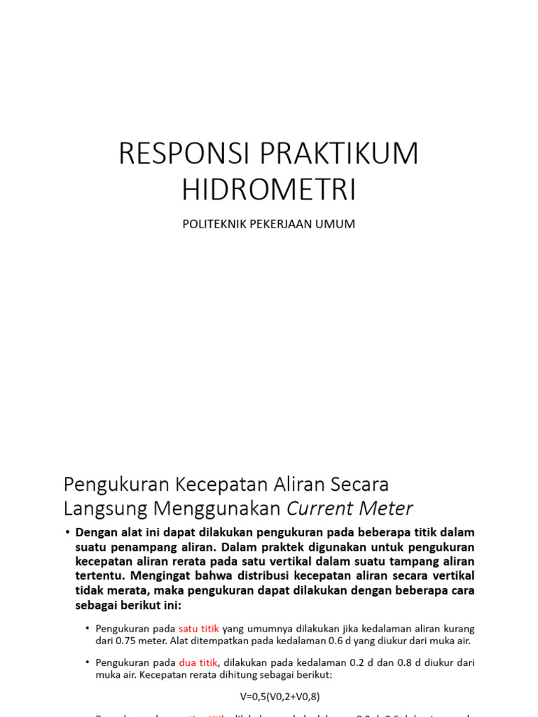 Responsi Praktikum Hidrometri | PDF