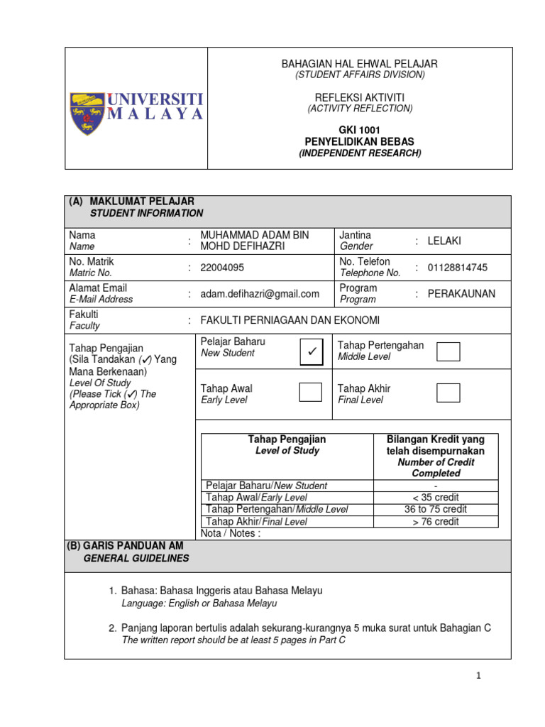 Muhammad Adam Bin Mohd Defihazri - RR - Group B | PDF