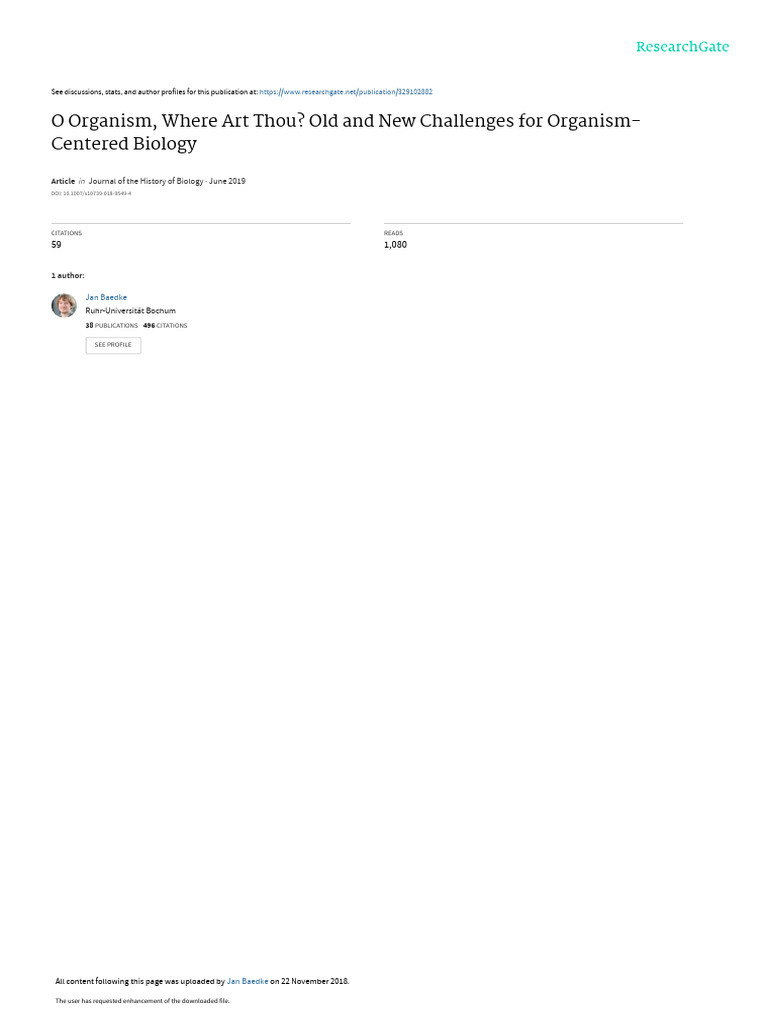 Baedke 2018 Organism | PDF | Science