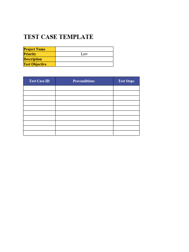 Test Case Template Excel Version f00f15404f | PDF