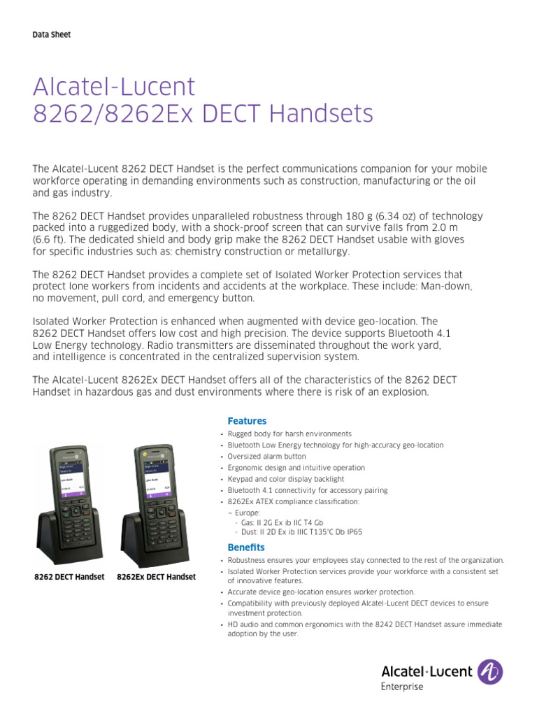 Alcatel-Lucent 8262 8262ex DECT Phone (Eng) 2017-04 | PDF | Computing | Telecommunications