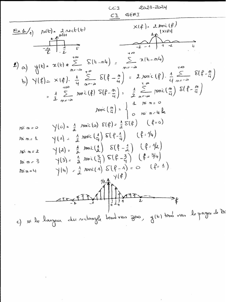 cc1 - 23-24 Corrigé Traitement de Signal FST Tanger | PDF
