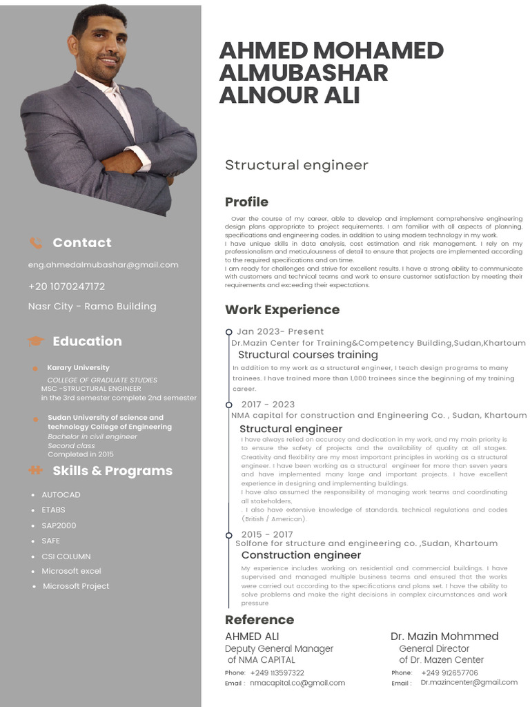 CV Ahmed Mohamed | PDF | Engineer | Engineering
