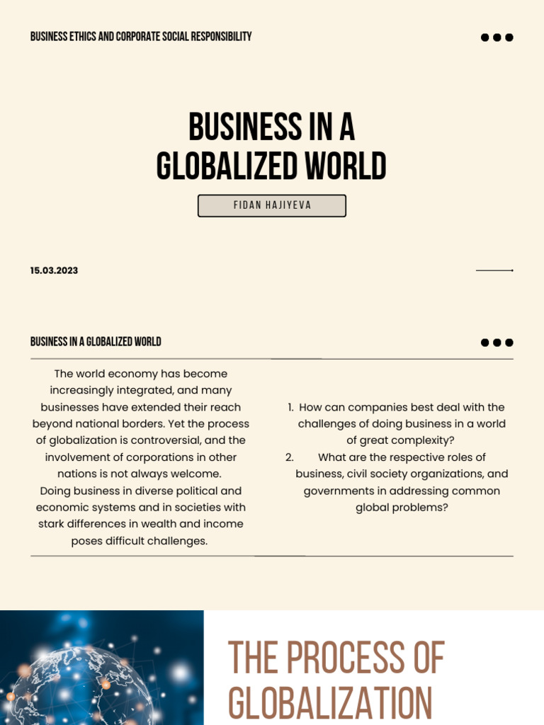 CSR - Business in A Globalized World | PDF | Globalization | International Monetary Fund