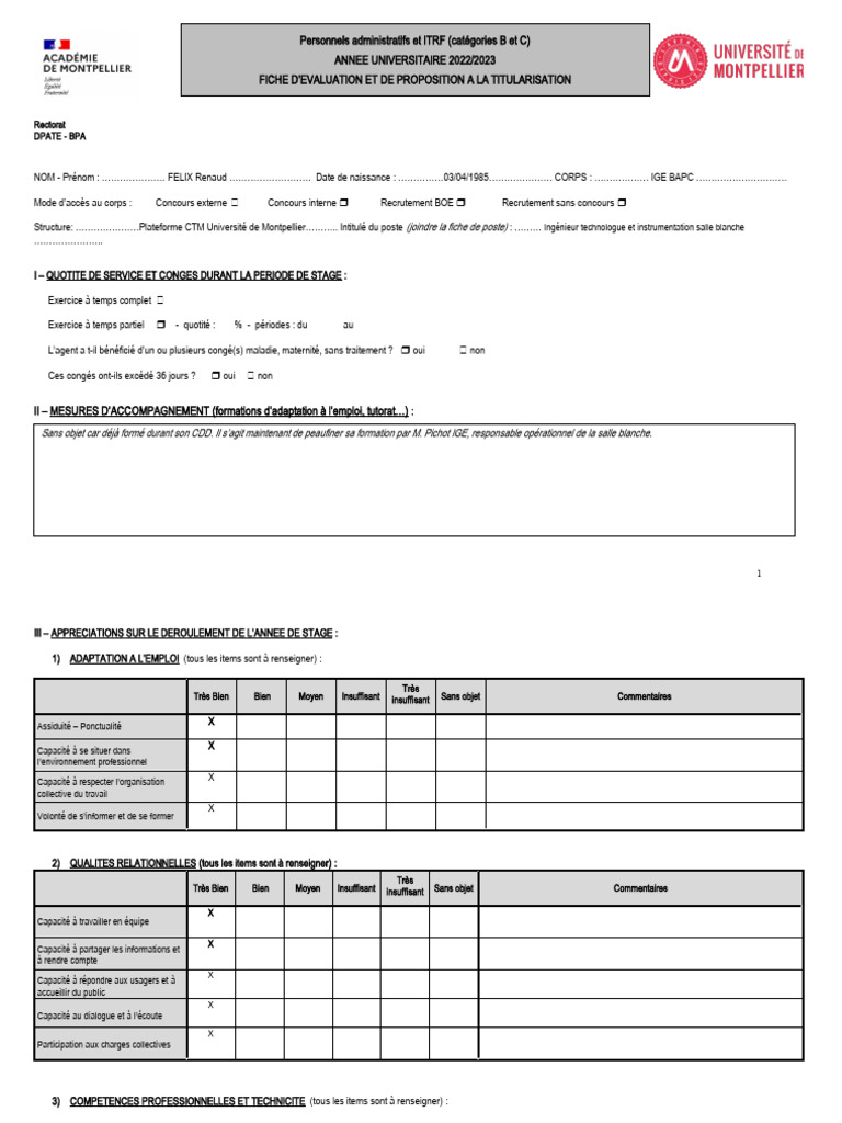 Evaluation Finale B Et C ITRF Et AENES 2022-2023 | PDF