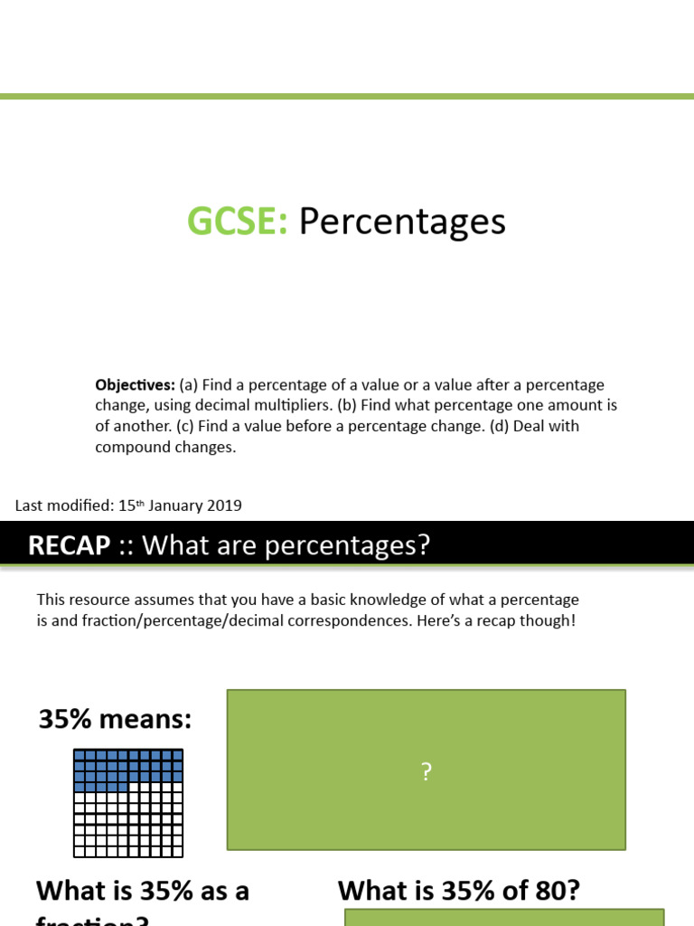 Gcse Percentages Pdf Percentage Interest