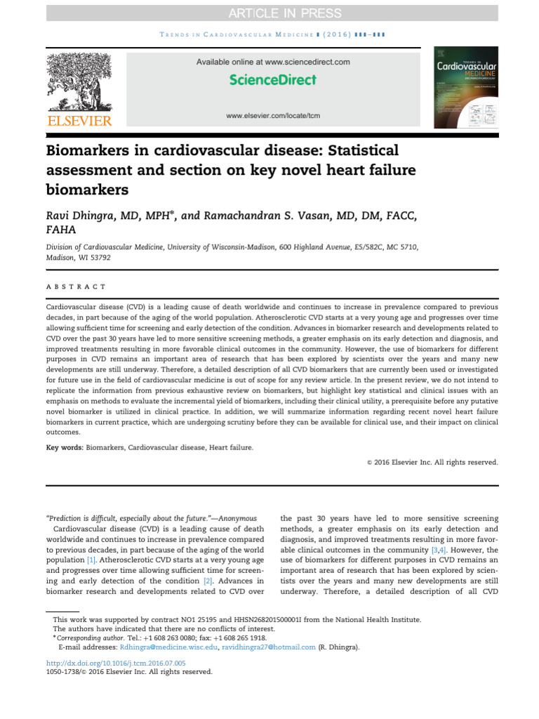 Bio Marker 1 | PDF | Myocardial Infarction | Biomarker