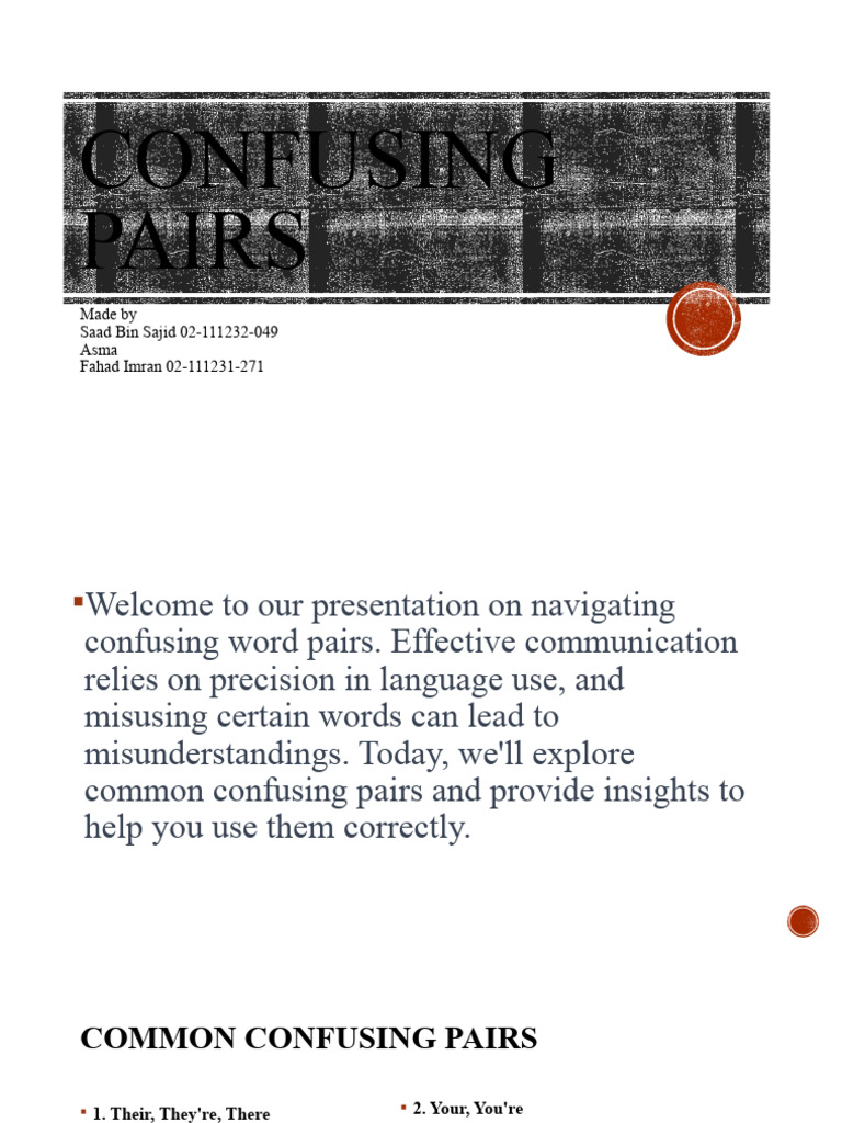 Confusing Pairs | PDF | Noun | Preposition And Postposition