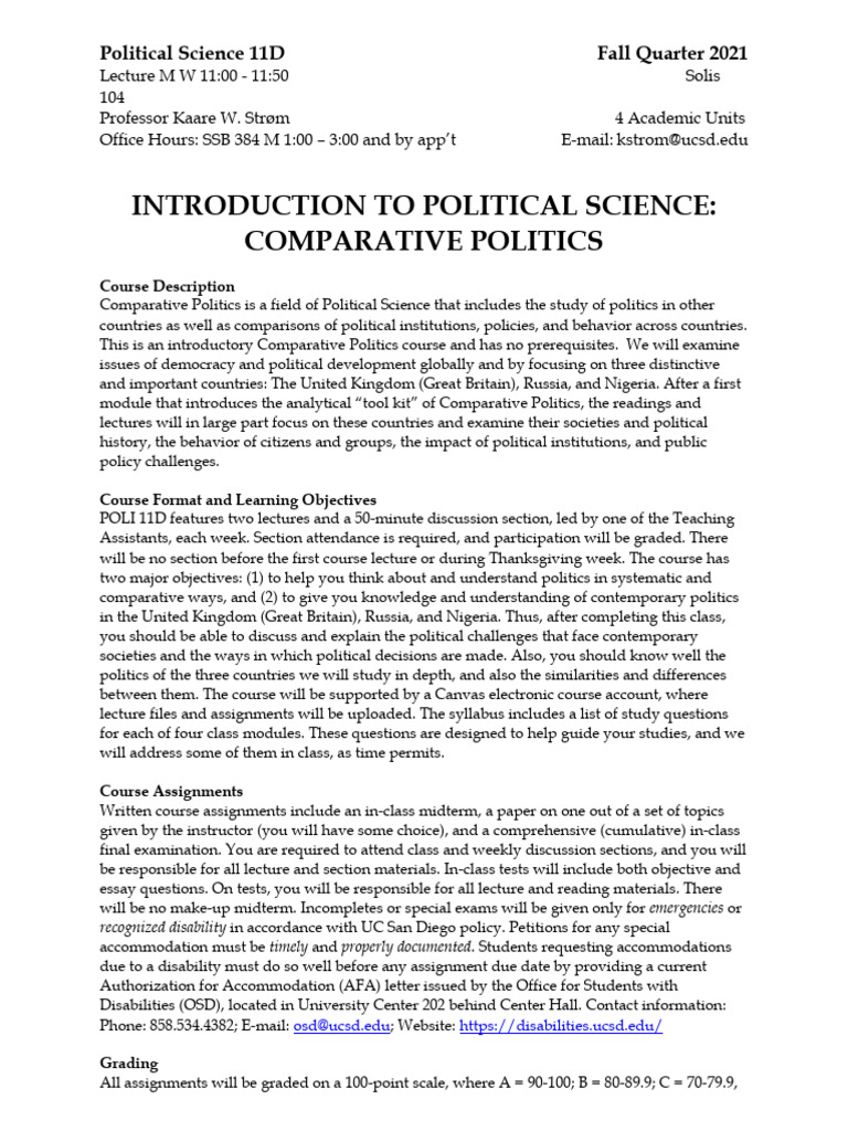 Introduction To Political Science: Comparative Politics | PDF