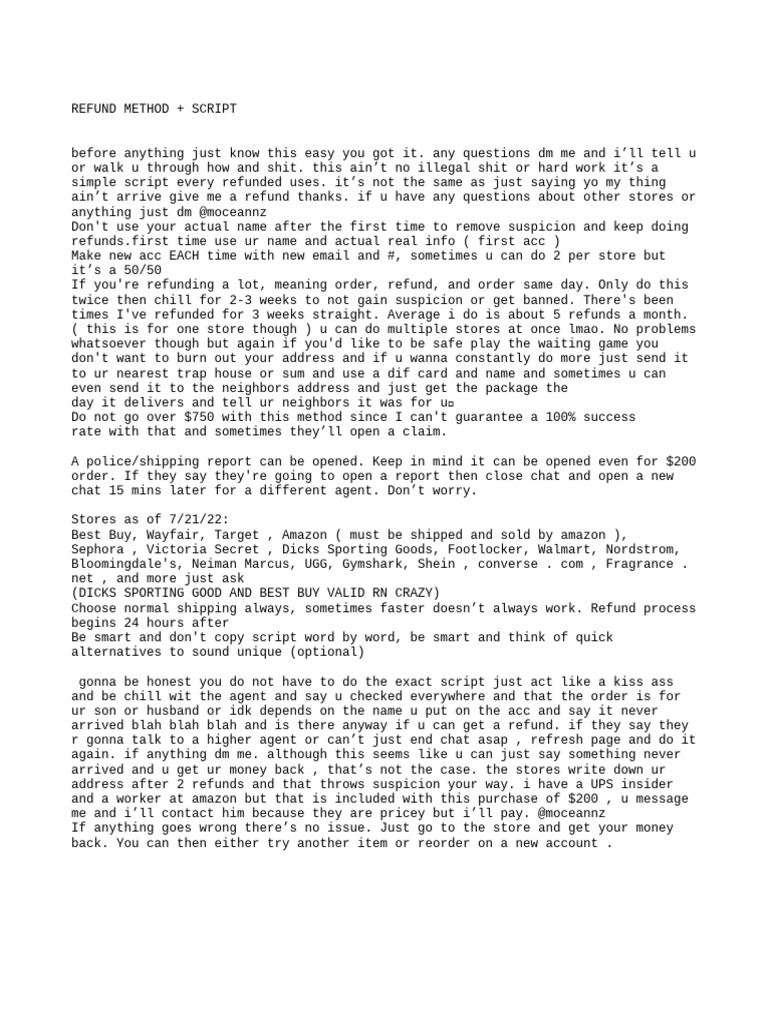 Refund Method by Moceannz | PDF