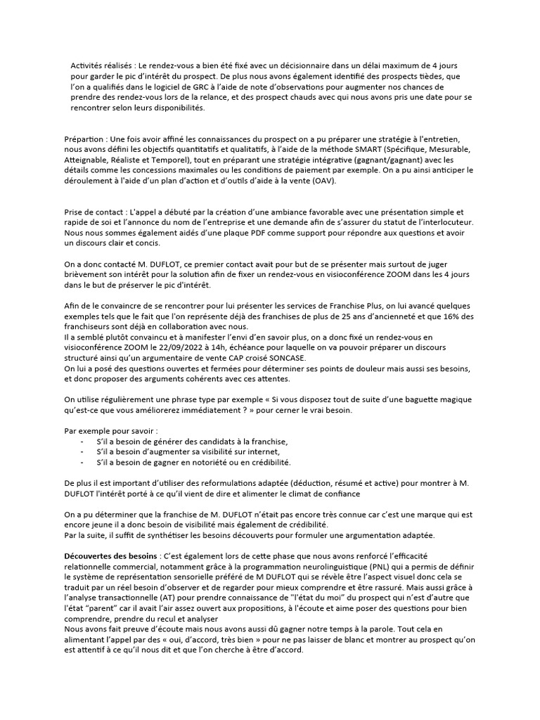 Fiche E4 Nego Vente | PDF