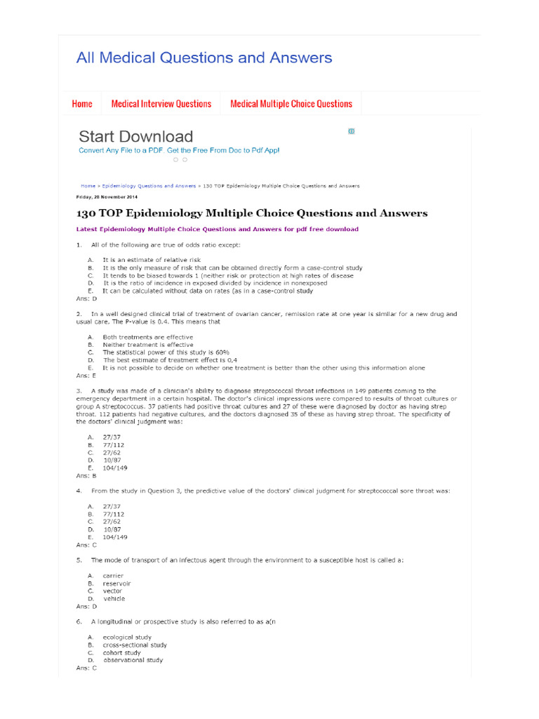 Epidemology mcq-1 | PDF