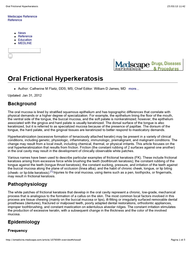 Oral Frictional Hyperkeratosis | PDF | Dental Degree | Medical Specialties
