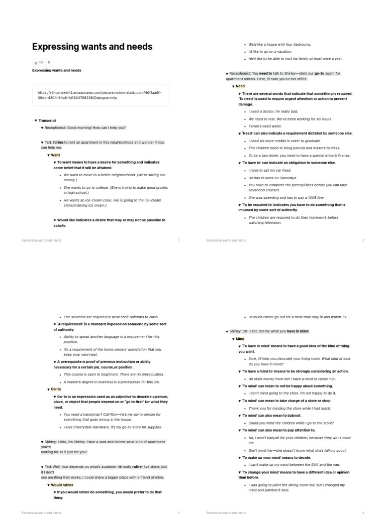 Expressing Wants and Needs | PDF | Utility