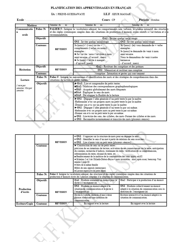 Planification CP | PDF