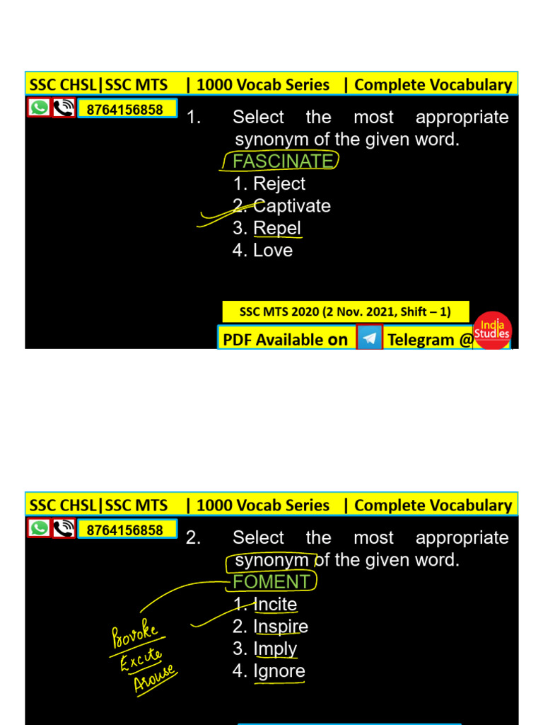 1000 Vocab Series Session 1 | PDF