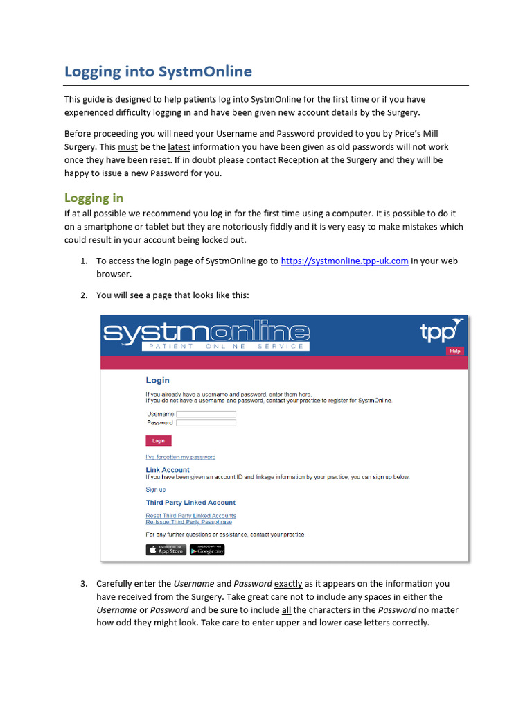 Logging Into SystmOnline | PDF