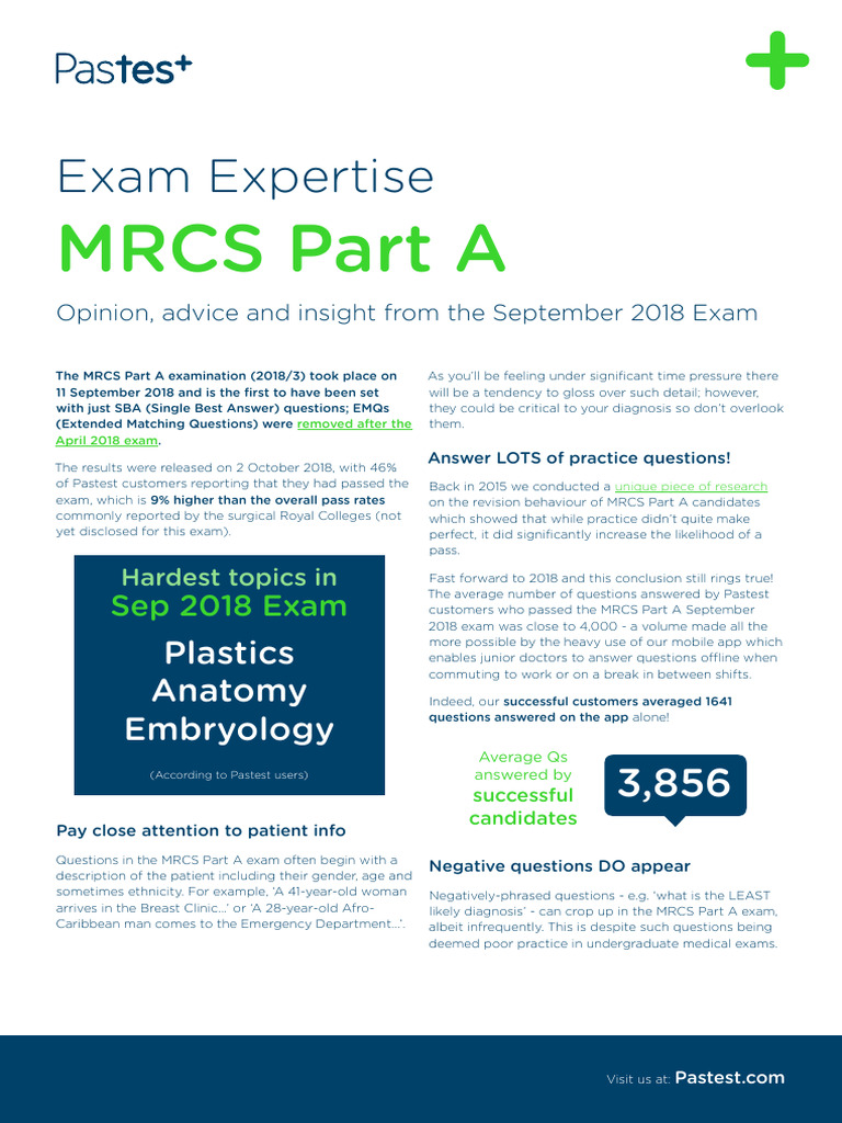 MRCS Part A Exam Tips and Insights | PDF | Medicine | Surgery