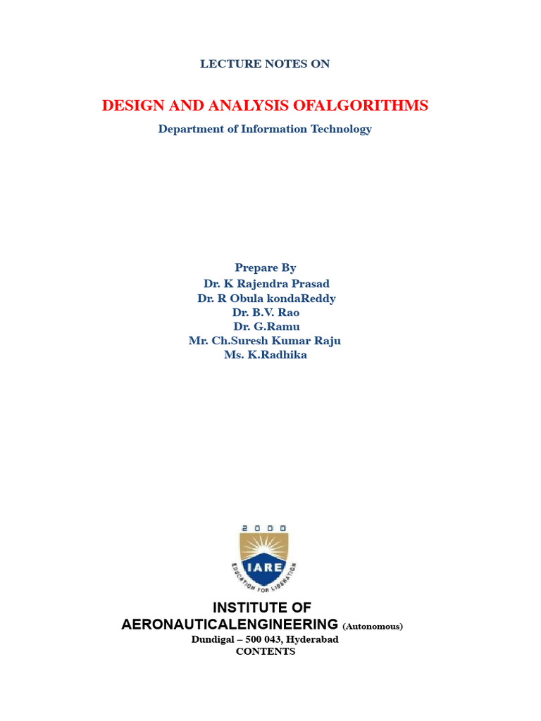 Algorithm Design & Analysis Notes | PDF | Technology & Engineering