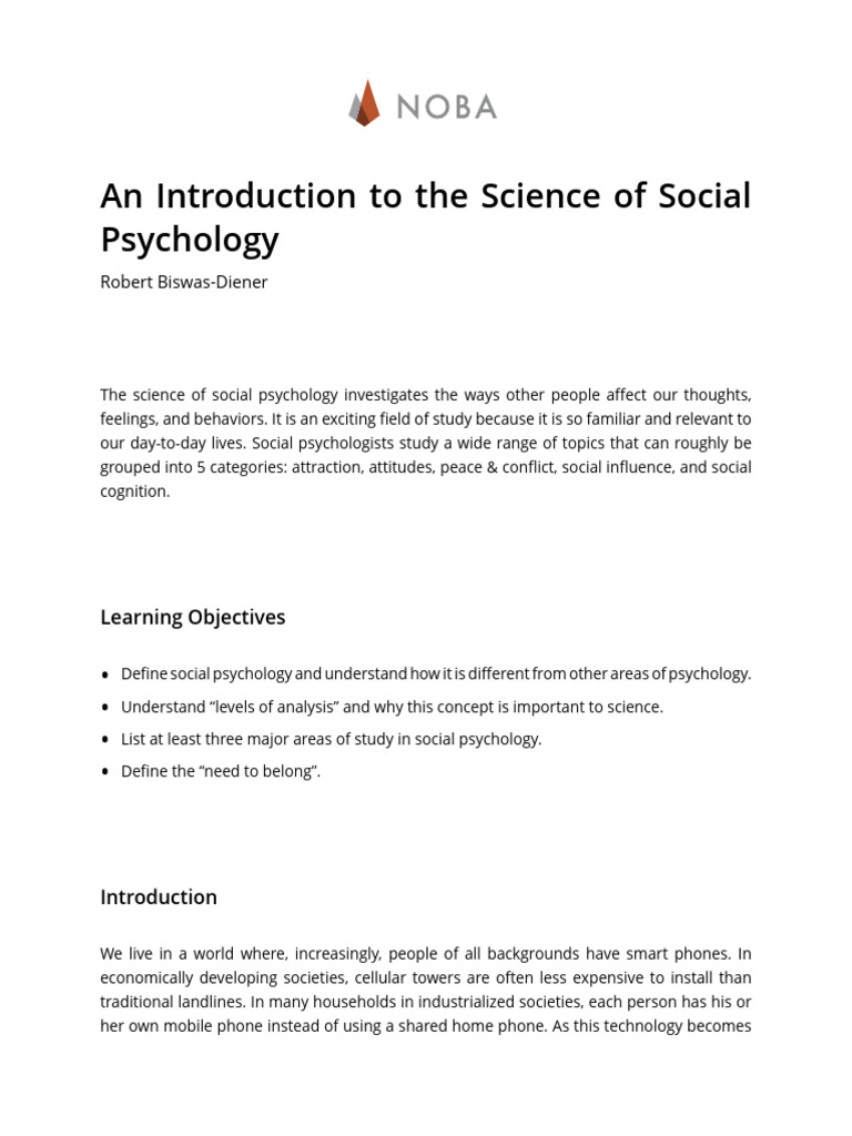 An Introduction To The Science of Social Psychology | PDF | Psychology ...