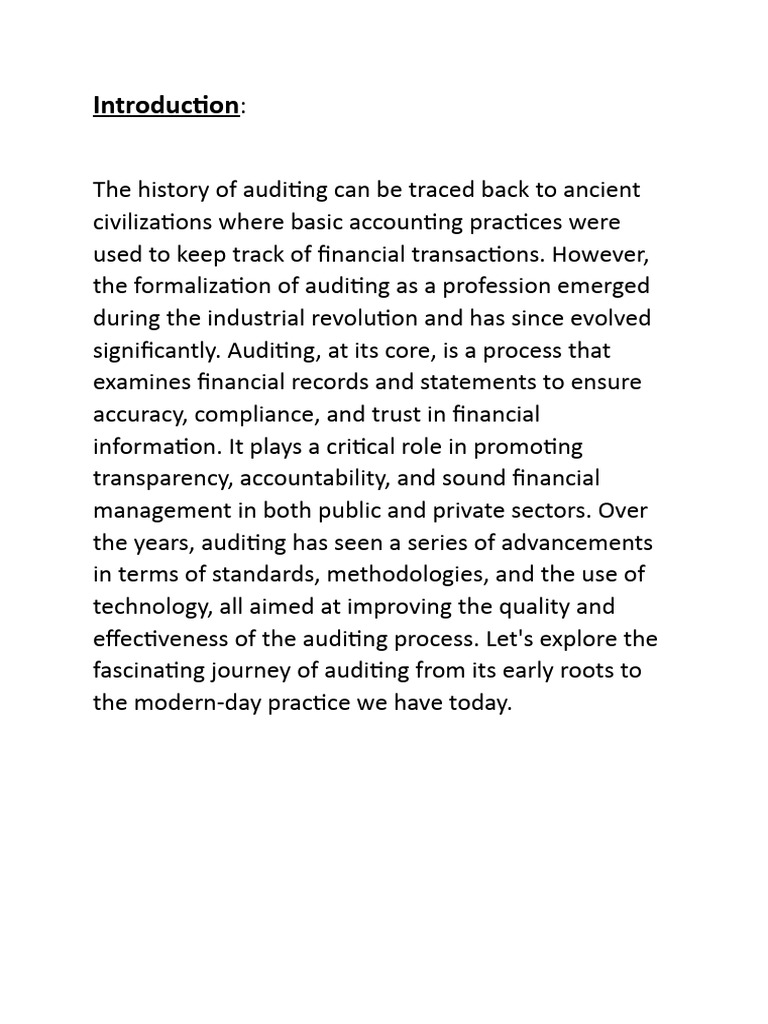 History of Auditing | PDF | Audit | Ethiopia