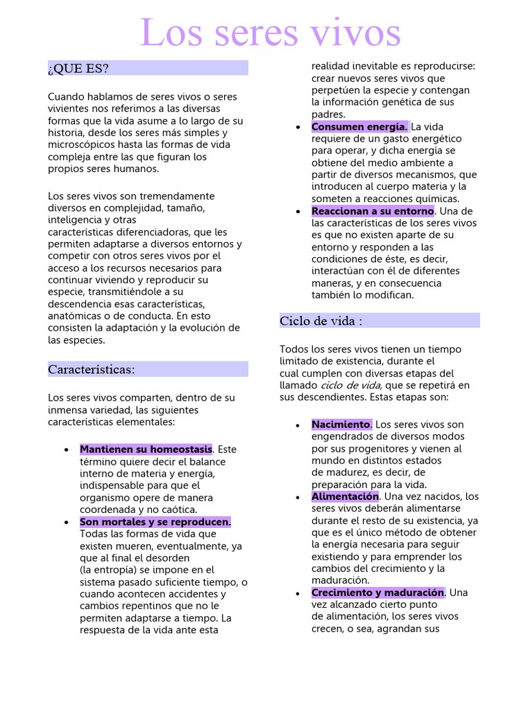 Los Seres Vivos | PDF | Vida | Reproducción