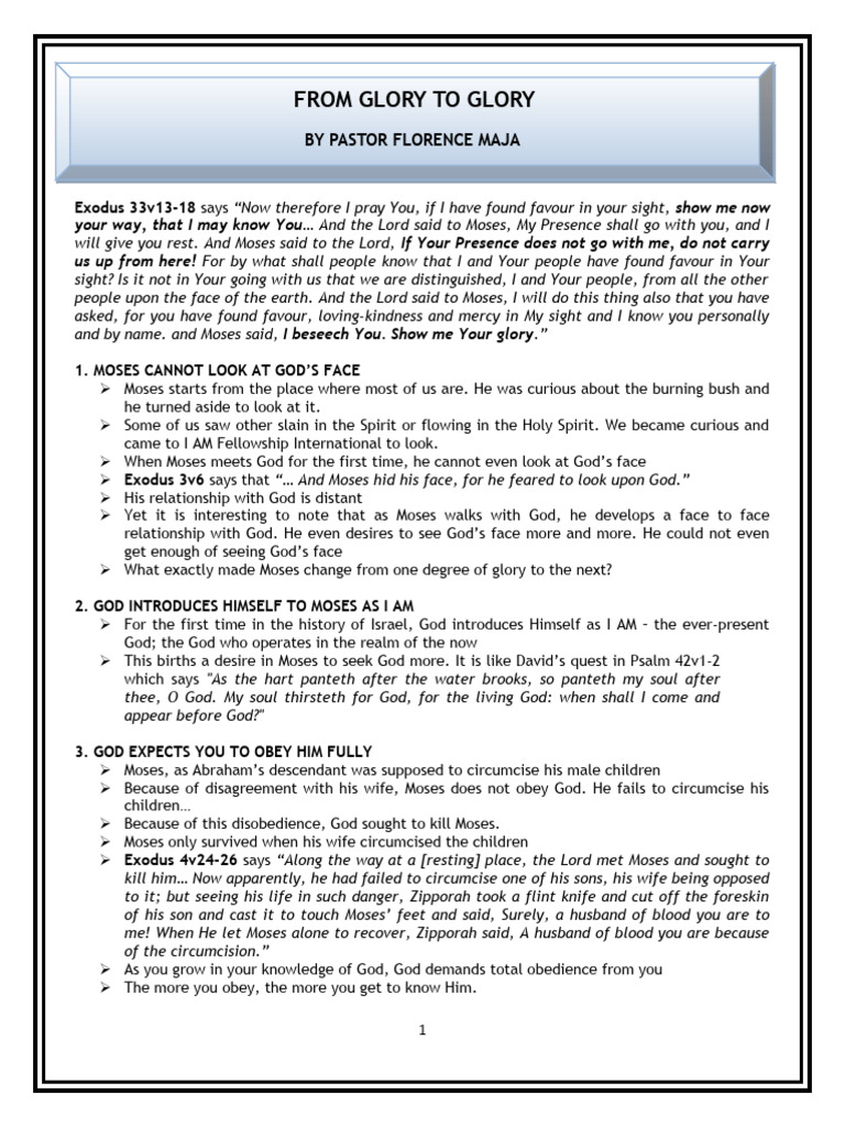 From Glory To Glory | PDF | Prophet | Moses