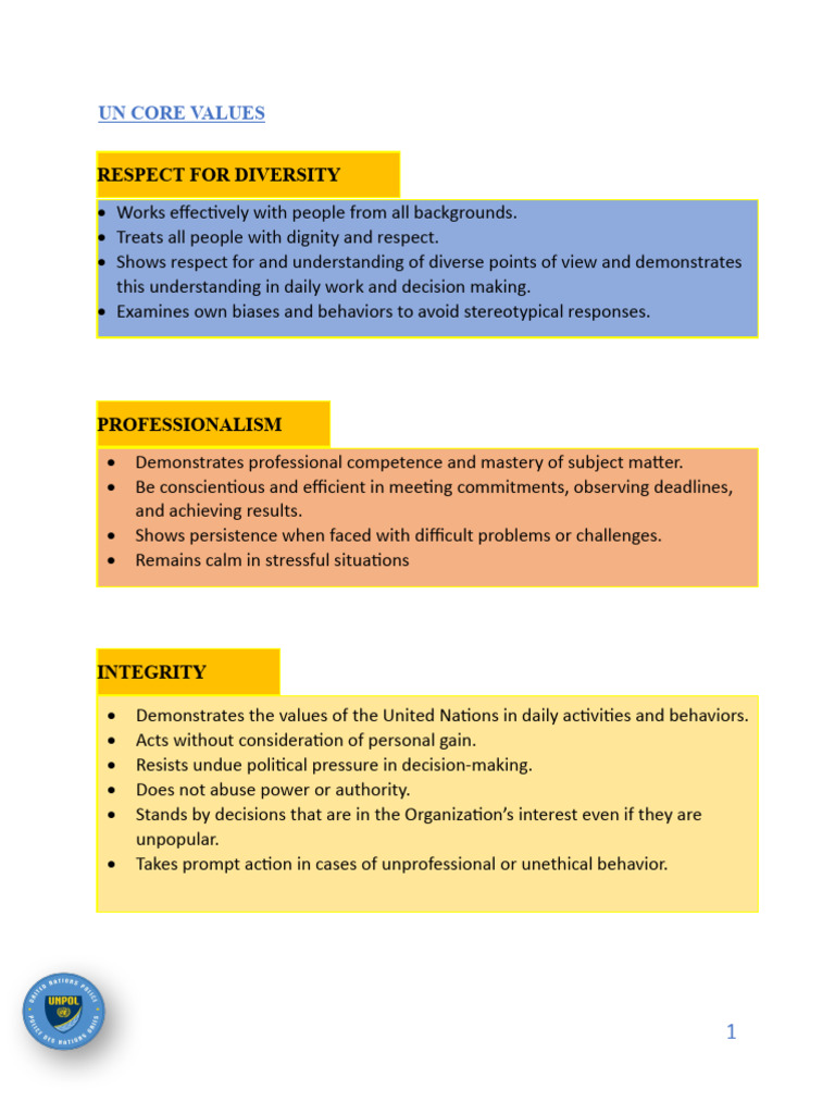 Un Core Values | PDF | Goal | Decision Making