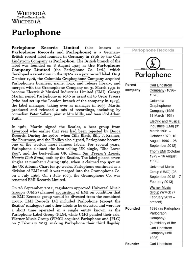 Parlophone | PDF | Parlophone | British Music
