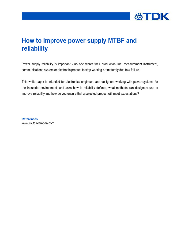 How To Improve Power Supply MTBF and Reliability | PDF