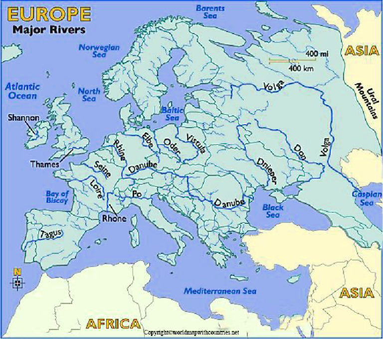 Map of Europe Rivers Labeled | PDF