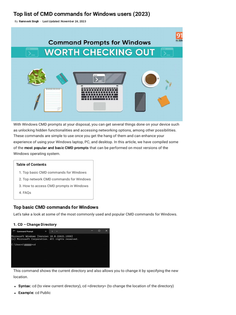 Top List of CMD Commands For Windows Users (2023) - 91mobiles - Co | PDF
