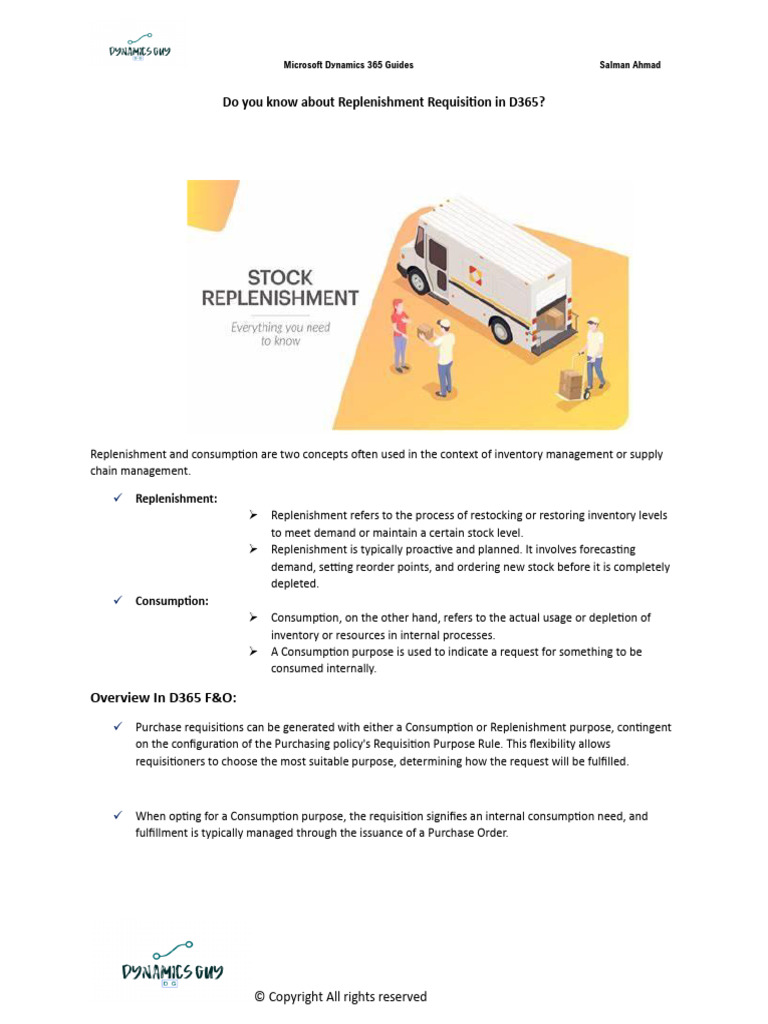 Do You Know About Replenishment Requisition in D365 | PDF | Business