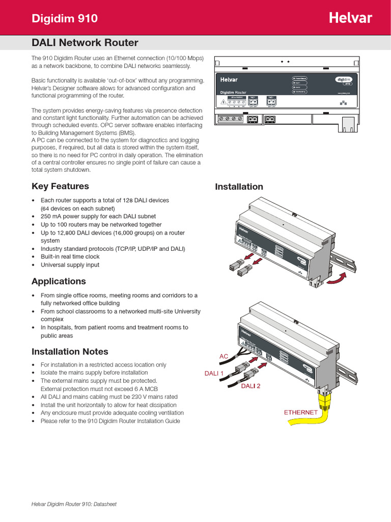 Digidim 910 DALI Router Overview | PDF | Computer Network | Router ...
