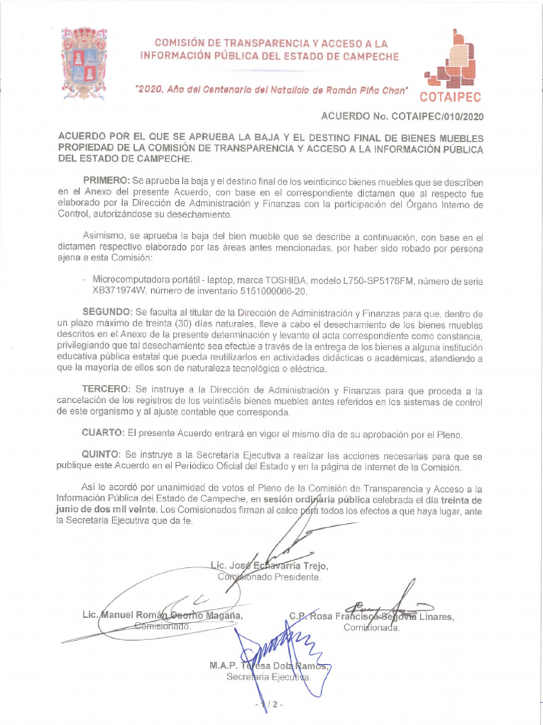 Acuerdo 10 2020 | PDF