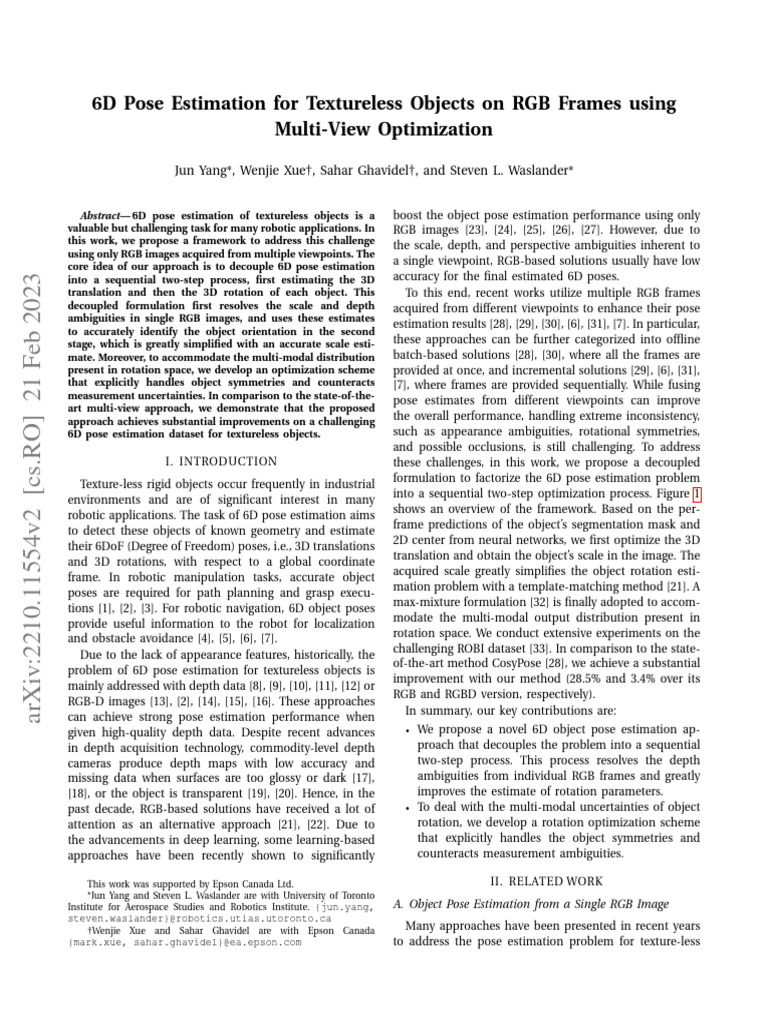 6D Pose Estimation For Textureless Objects On RGB Frames Using Multi ...