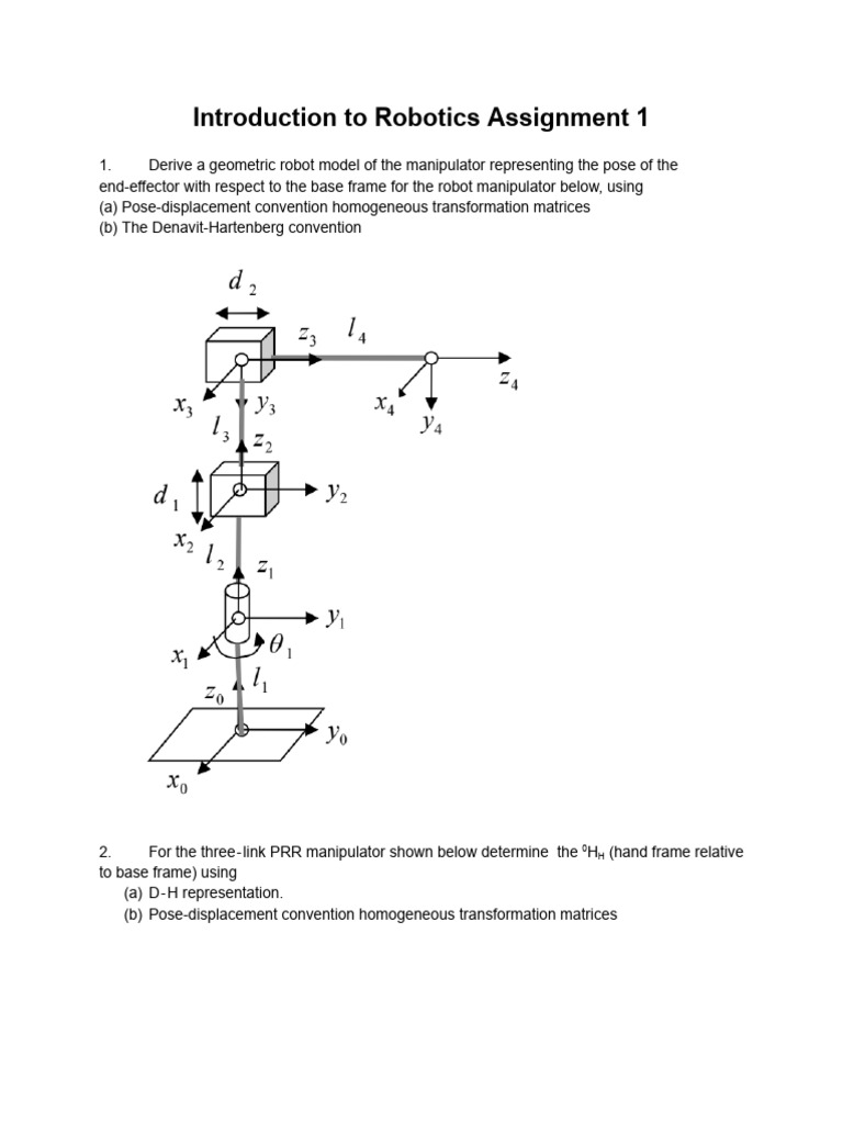 Introduction To Robotics Assignment 1 | PDF