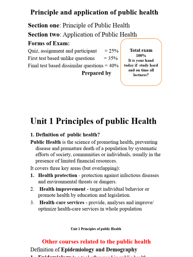 Principles and Applications of Public Health | PDF | Public Health ...