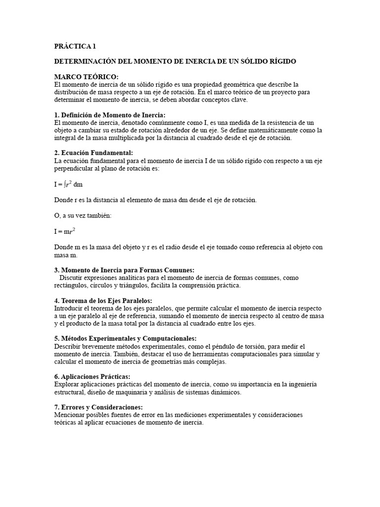 Momento de Inercia de una Barra Metálica | PDF | Rotación | Masa