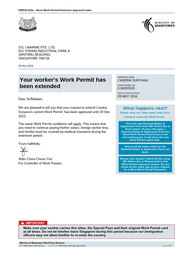 Work Permit Extension (CANDRA SURYANA) | PDF | Cultural Globalization ...