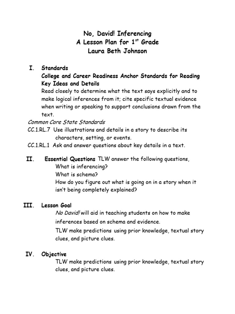 No David Lesson Plan | PDF