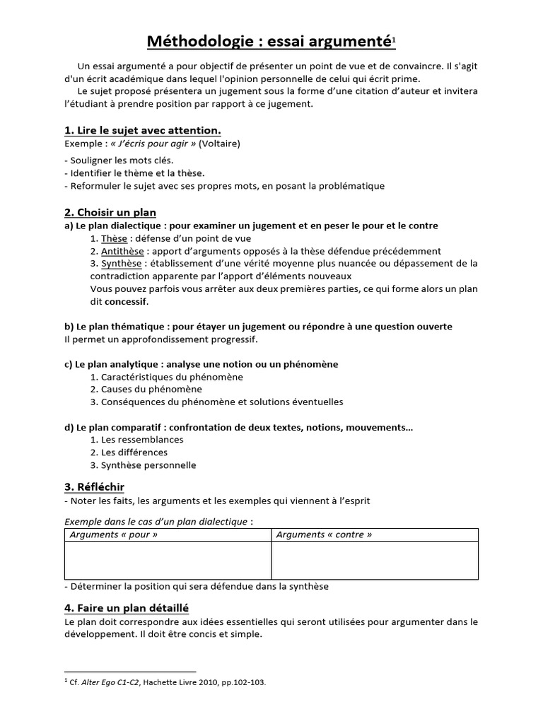 Écrire Un Essai Argumenté | PDF
